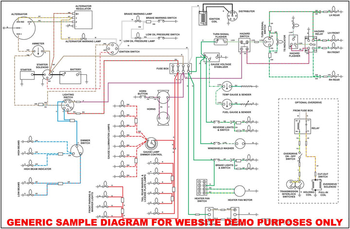 Triumph TR3A TR3B Color Wiring Diagram – ClassicCarWiring LLC